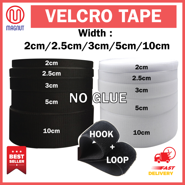 1meter - Velcro Tape NO GLUE 2cm/2.5cm/3cm/5cm/10cm Hook & Loop | Lazada