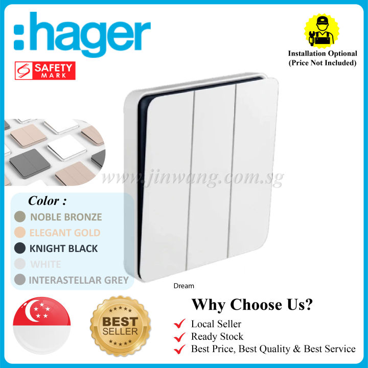 [Singapore Local Authorized Seller] Hager Large wall switch 3 Gang (1W/2W) | Lazada Singapore