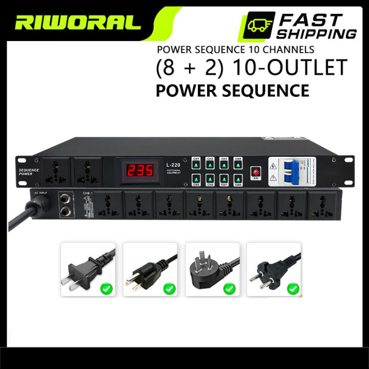 10 Outlet Rack Mount Power Sequencer Controller Conditioner Surge Protector Power Supply ...