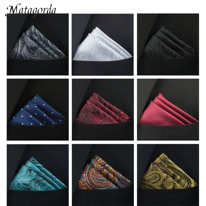 New Pocket Square Handkerchief Accessories Paisley Solid Colors Vintage ...