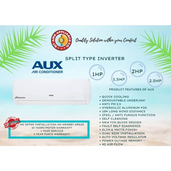 AUX F SERIES 1HP TO 3HP SPLIT TYPE INVERTER AIRCON | Lazada PH