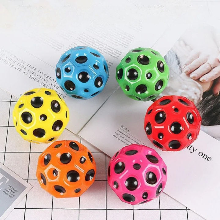 High Resilience Hole Ball Soft Bouncy Ball Anti-fall Moon Shape Porous ...