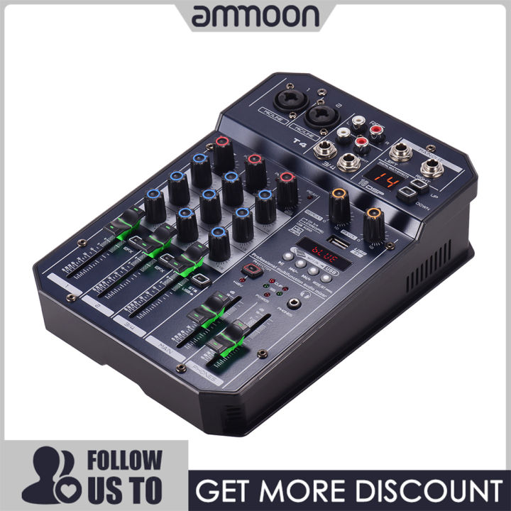 [ammoon]T4 4 Channel Sound Card Mixing Console Audio Mixer Built-in 16 ...