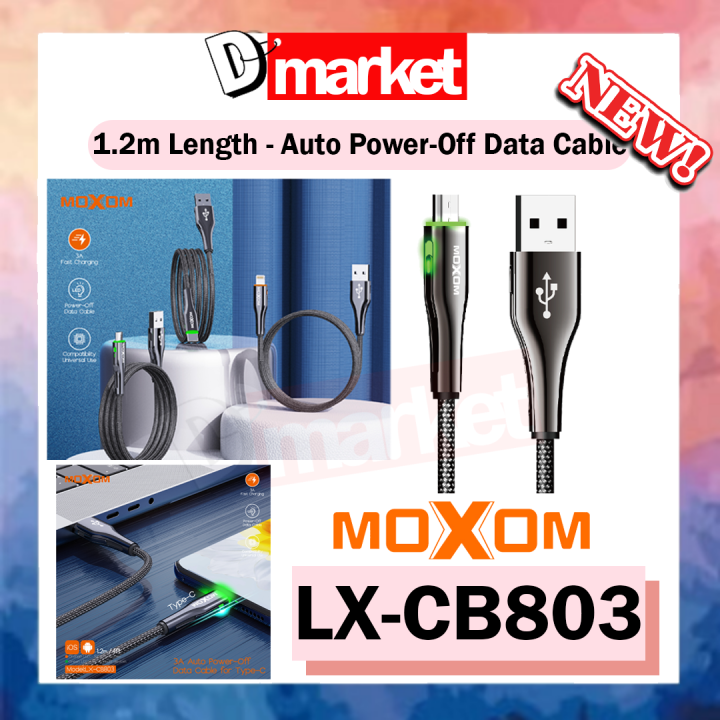 Moxom LX-CB803 Auto Power-Off Data Cable USB Cable Micro Cable Data Cable LED Light Fast ...