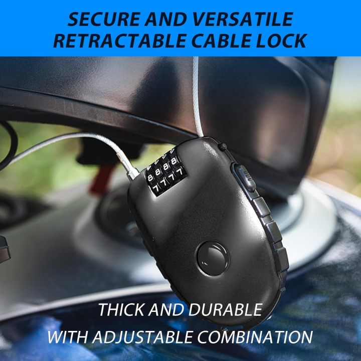 4-Digit Combination Lock Retractable Wire Lock Head for Helmet Door ...