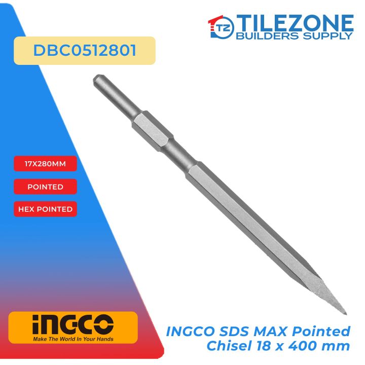 INGCO HEX Pointed Chisel 17X280mm - DBC0512801 (pangtiktik) | Lazada PH