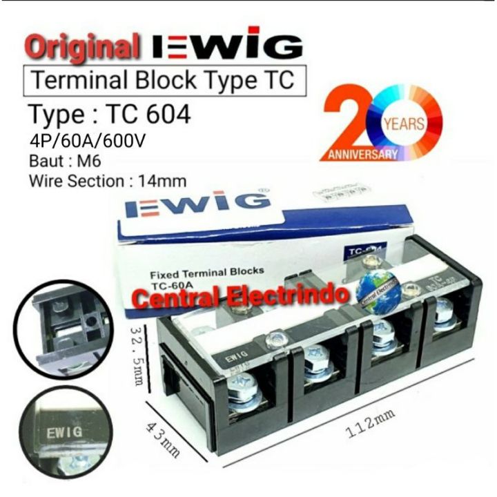Terminal Block Blok 60A 4P (TC 6004) EWIG. | Lazada Indonesia