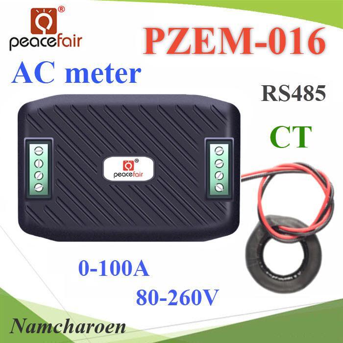 PZEM-016 AC ดิจิตอลมิเตอร์ 100A 80-260V โวลท์ แอมป์ วัตต์ พลังงานไฟฟ้า RS485 port Coil CT รุ่น ...