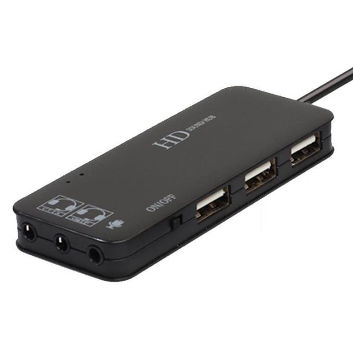 RYRA 3 ports USB2.0 Hub external interface sound cards stereo adapter ...