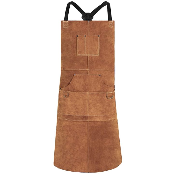 Leather Welding Apron - Heat & Flame-Resistant Heavy Duty Work Forge ...
