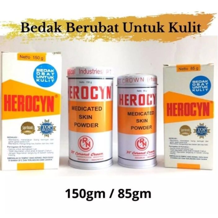 Bedak Herocyn Original 100% isi 85g & 150g - Bedak Obat Untuk Kulit ...