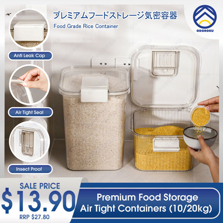 ODOROKU 5/10 kg Large Rice Storage Containers with Lids Airtight with ...