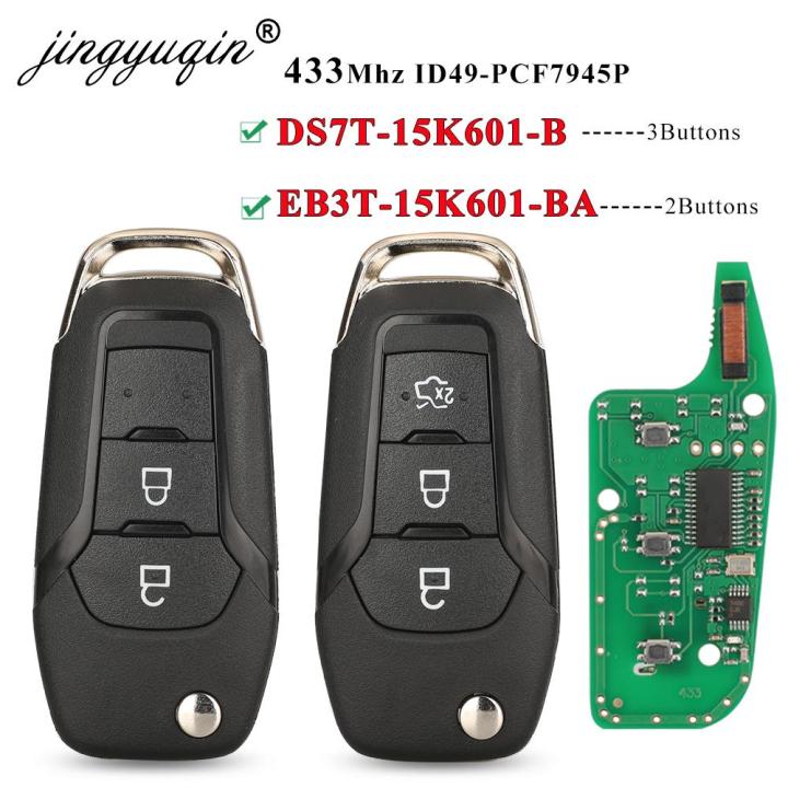 Jingyuqin Flip Remote Key Fob ID49 433Mhz DS7T-15K601-B /EB3T-15K601-BA ...