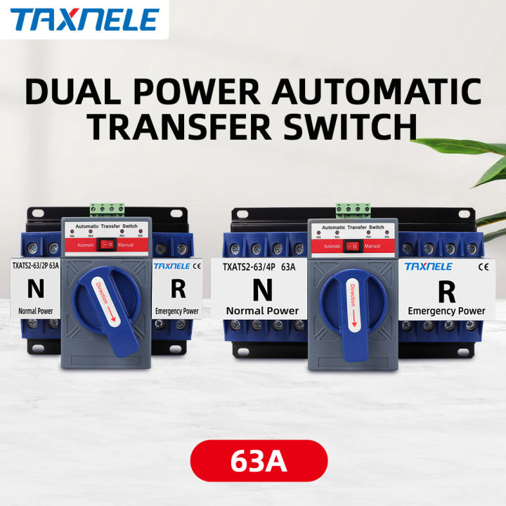 ATS 2P 4P 63A 230V Micro Circuit Breaker Dual Power Automatic transfer switch Auto transfer ...