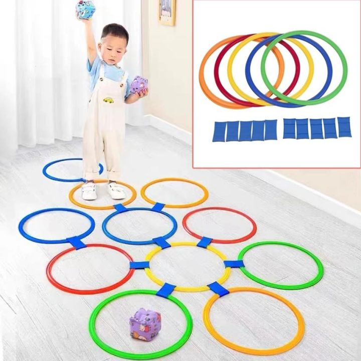 Durable Children Games Hopscotch Jump Rings Set with 10 Hoops 10 ...
