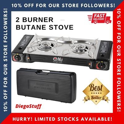 Double Burner Heavy Duty Butane Gas Stove Complete Set with Casing (For ...