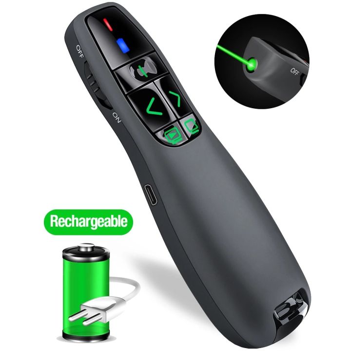 Rechargeable/aaa 2.4ghz Wireless Presentation Remote Control With Green ...