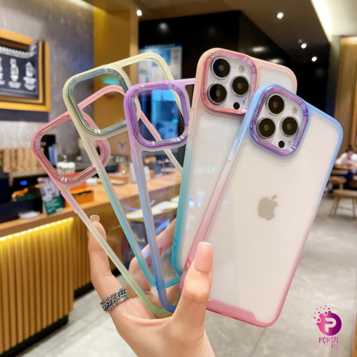 Portalacc Case Shockproof Rainbow Gradasi Casing Hp Kompatibel Untuk ...