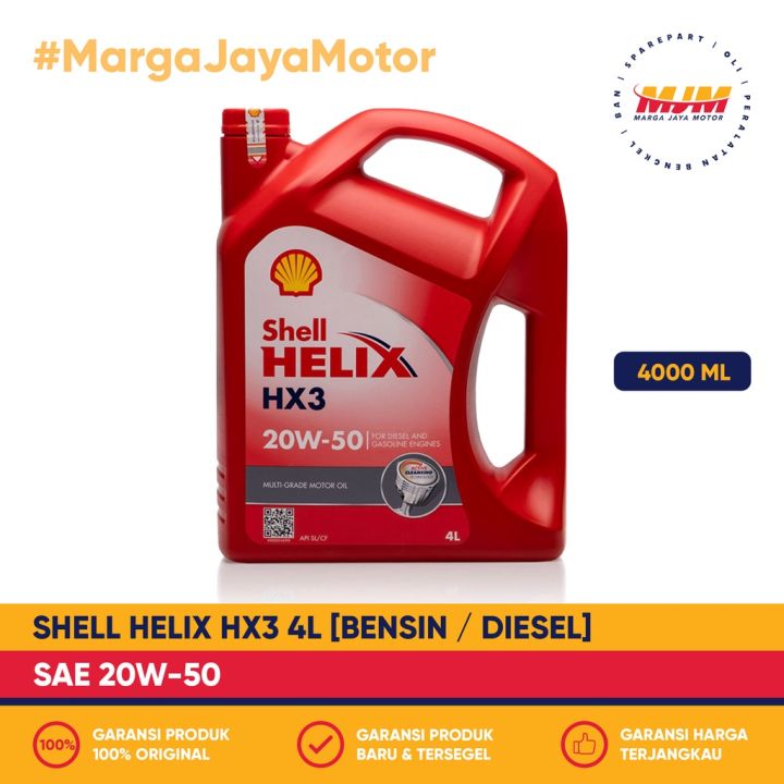Shell Helix HX3 20W/50 4000ml Bensin Diesel Shell Oil 4L | Lazada Indonesia