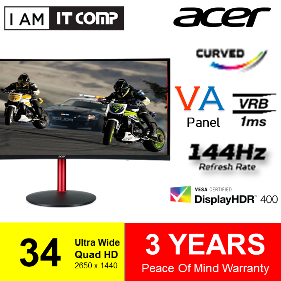 ACER NITRO XZ342CUP VA Panel Curve Gaming Monitor 34" / 3440 x 1440 ...