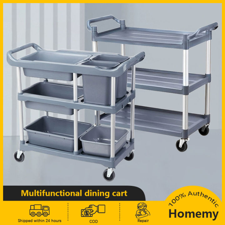 Three-layer mute trolley utility cart food Service storage hanging ...