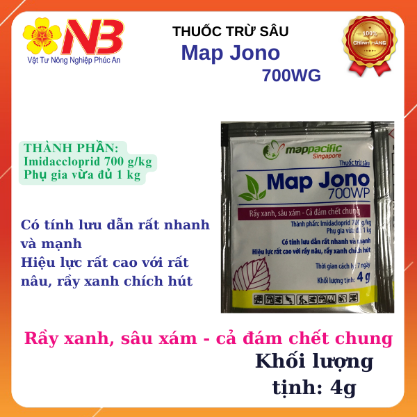 Combo 10 gói thuốc trừ sâu rầy, bọ trĩ Map jono 700WP 4g (Imidaclorid ...