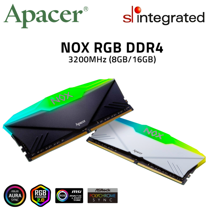 Apacer NOX RGB DDR4 3200MHz Gaming Ram - Black/White | Lazada