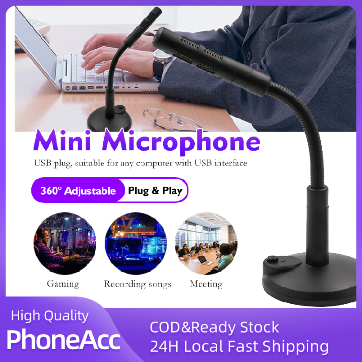3.5mm/USB Microphone Computer Desktop Stand Plug&Play Microphone ...