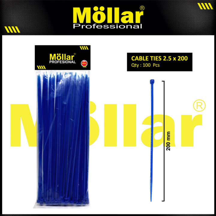 MOLLAR 93-180 Kabel Ties Biru 2.5 x 200 mm Nylon Cable Tie - 100 pcs ...