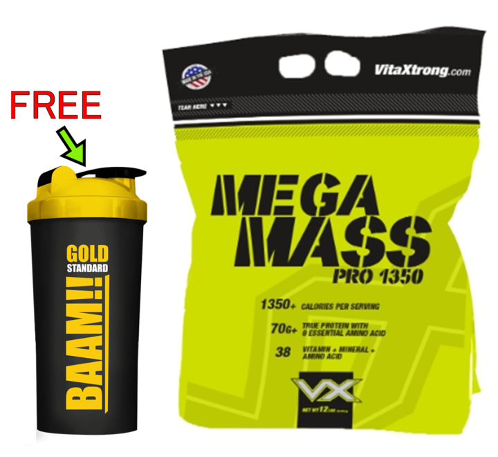 MEGA MASS XTREAM 1350/12 lb (รสช็อคโกแลต)VitaXTrong Free shaker แถมแก้ว ...