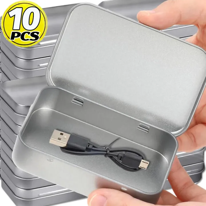 Metal Rectangular Empty Hinged Tins Mini Portable Box Containers Small ...