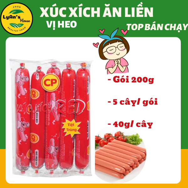 (ĂN LÀ GHIỀN) 1 THÙNG Xúc Xích ăn liền CP 100G tiệt trùng Red 20g 5 cây trên gói dai dòn dinh ...