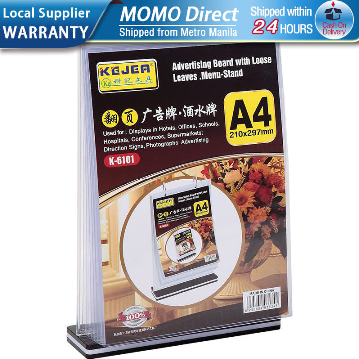 A4 Horizontal Business Permit Holder 6 Pages Restaurant Menu Price Card ...