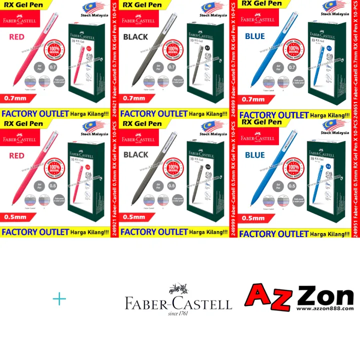 【10-PCS】 Faber-Castell RX Gel Pen【Value Pack】#Blue #Black #Red #RX #Gel ...