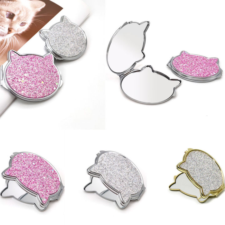 Cat Portable Compact Double-sided Handheld Makeup Mirror | Lazada.co.th