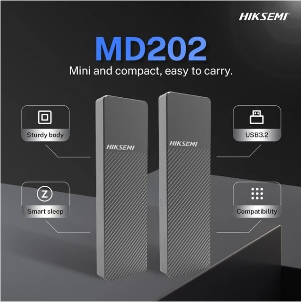 HIKSEMI MD202 M.2 NVMe and SATA SSD Enclosure Aluminum, RTL9210B Chips, 10Gbps BLACK/ GRAY ...