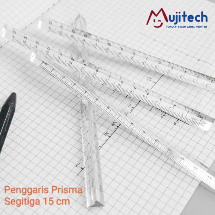 PENGGARIS PRISMA SEGITIGA MISTAR TRIANGULAR PRISM RULER STIK 15 CM ...