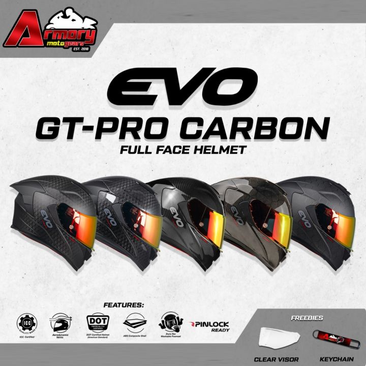 EVO GT-PRO CARBON Full Face Dual Visor With Free Clear Lens | Lazada PH