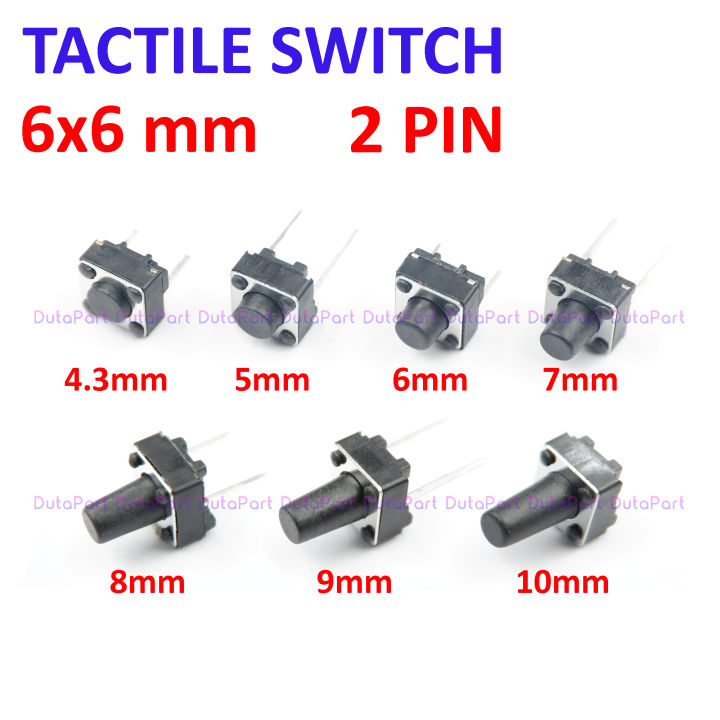 100 PCS Tactile Switch Push Button 6x6 mm 2 PIN KAKI SILAHKAN PILIH ...