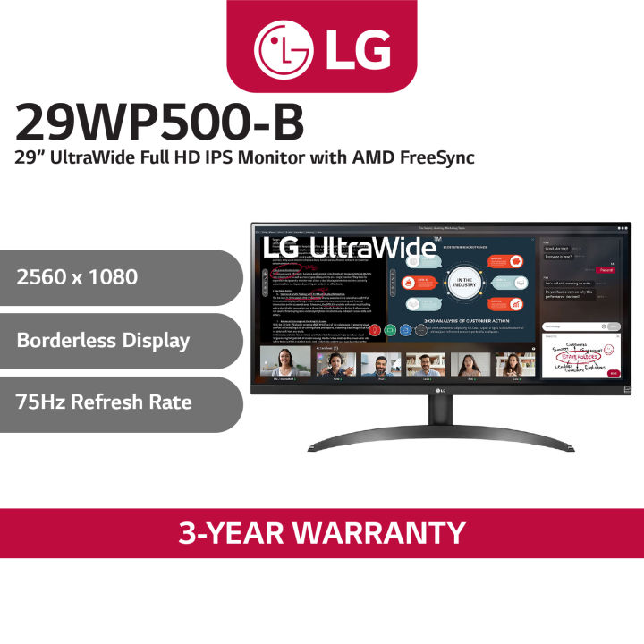 LG 29WP500-B UltraWide Monitor 29WP500 29" 2560 x 1080 Resolution / AMD ...