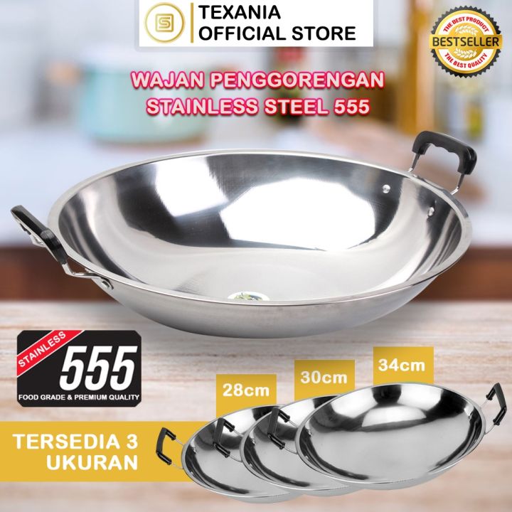 GODDES (kuping Stainles) Wajan stainless Ukuran 28cm, 30cm ,34cm Penggorenga stainles baha Tebal ...