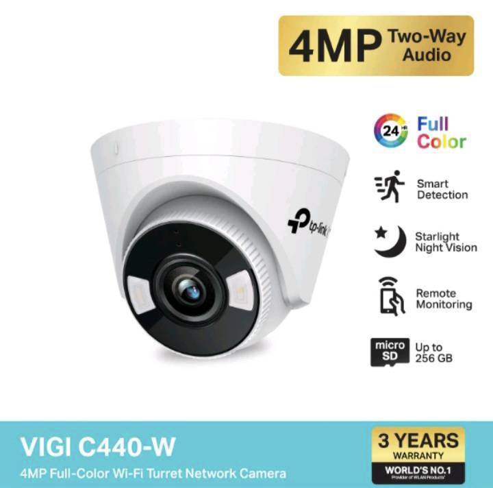 TP-Link VIGI C440/C440-W กล้องวงจรปิด VIGI 4MP Full-Color Turret Network Camera Wi-Fi | Lazada.co.th