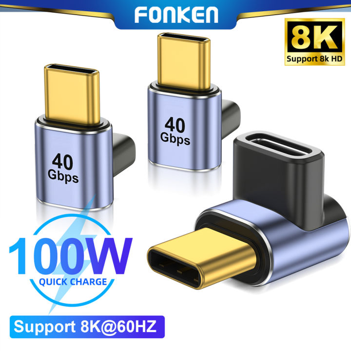FONKEN 100W USB4.0 40Gbps Adapter 24 pins Right Angle USB C 90 Degree ... FONKEN 100W USB4.0 40Gbps Adapter 24 pins Right Angle USB C 90 Degree ...