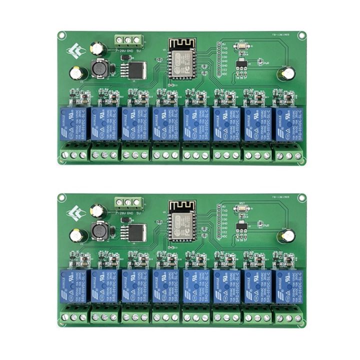 2X ESP8266 WIFI 8 Channel Relay Module ESP-12F Development Board Power Supply 5V/7-28V Wireless ...