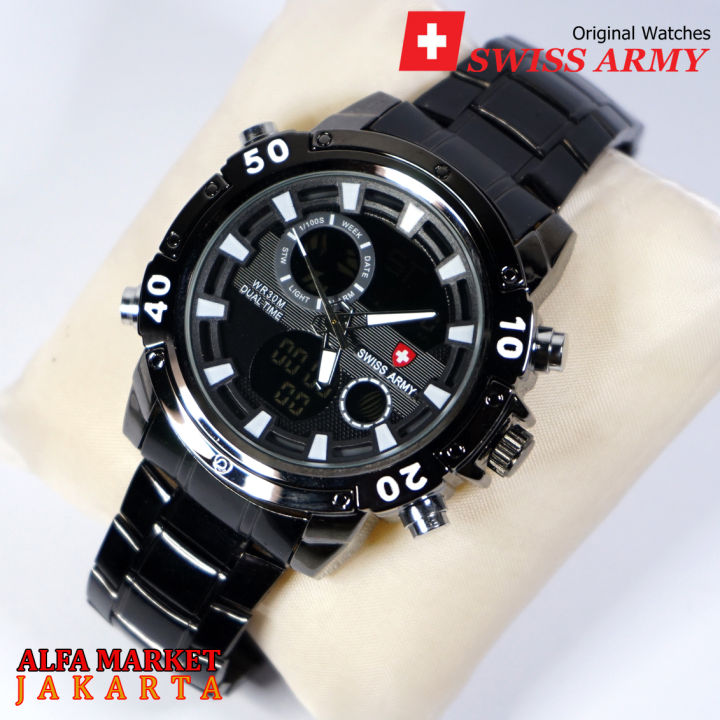 JAM TANGAN PRIA TERBARU - SWISS ARMY DUAL TIME - JAM TANGAN BISNISMAN ...