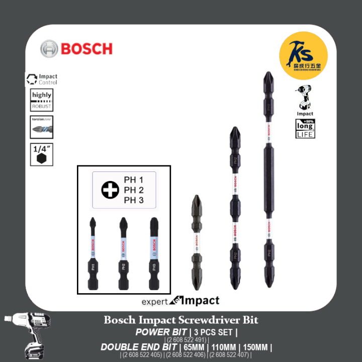 Bosch Impact Screwdriver Bit Power Bit ( 3 Pcs Set ) | Double End Bit ...
