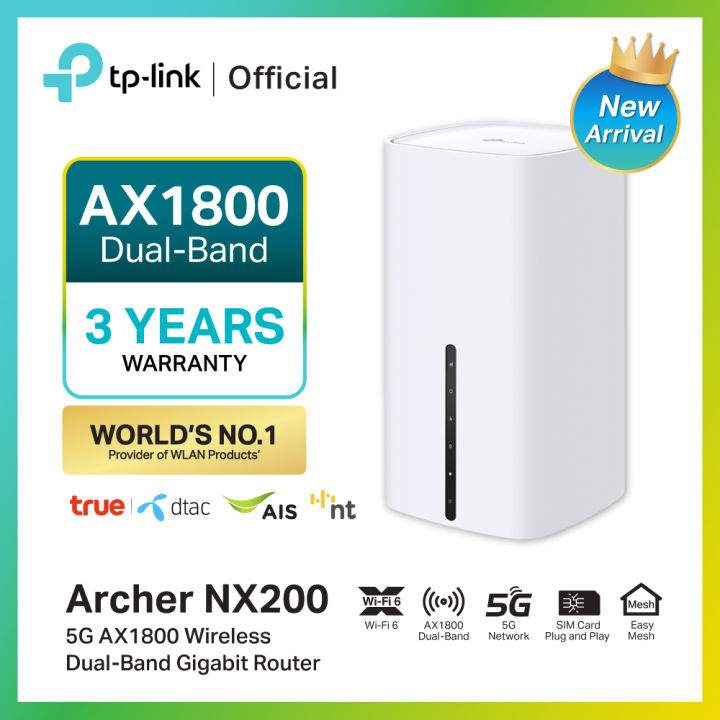 TP-Link Archer NX200 เร้าเตอร์ใส่ซิม5G รองรับความแรง 5G/LTE AX1800 Wireless Dual-Band Gigabit ...