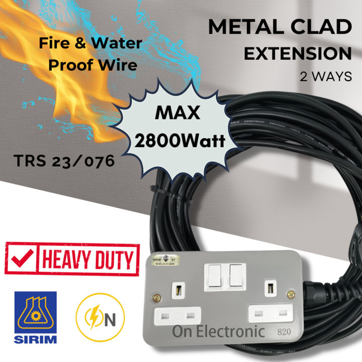 2GANG 13amp Metal Clad HEAVY DUTY TRAILING SOCKET EXTENSION SOCKET 3/6 ...