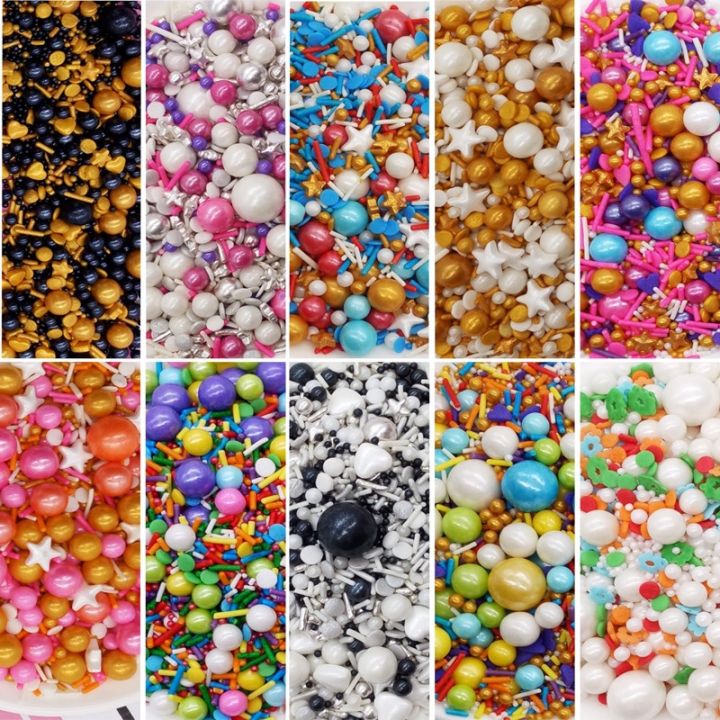 Edible Colorful Sugar Beads Pearl Sugar Balls DIY Cake Baking Sprinkles ...