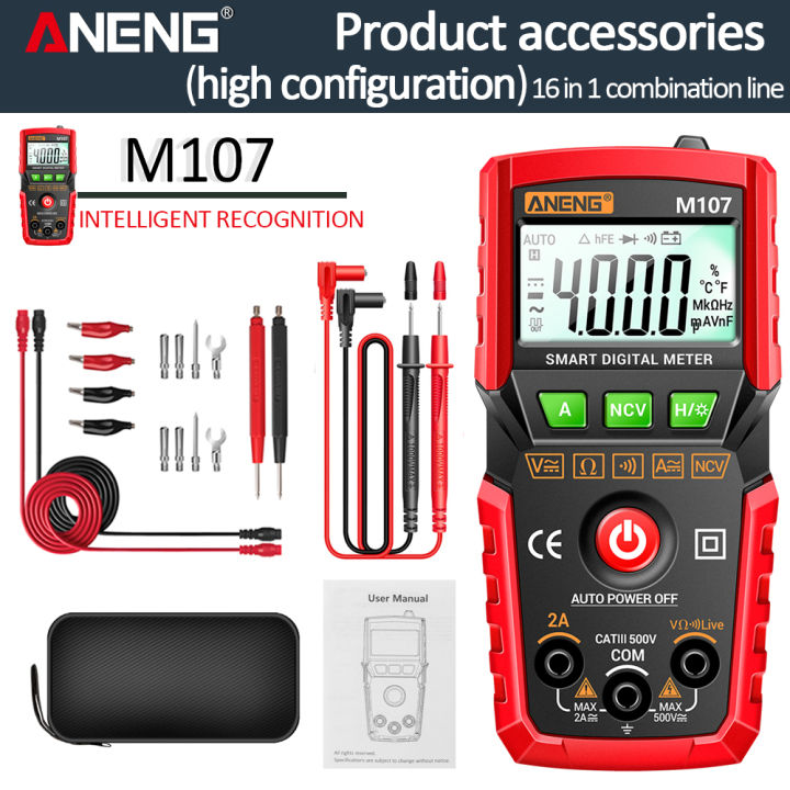 ANENG M107 Mini Digital Multimeter 4000 counts Auto tester digital ...